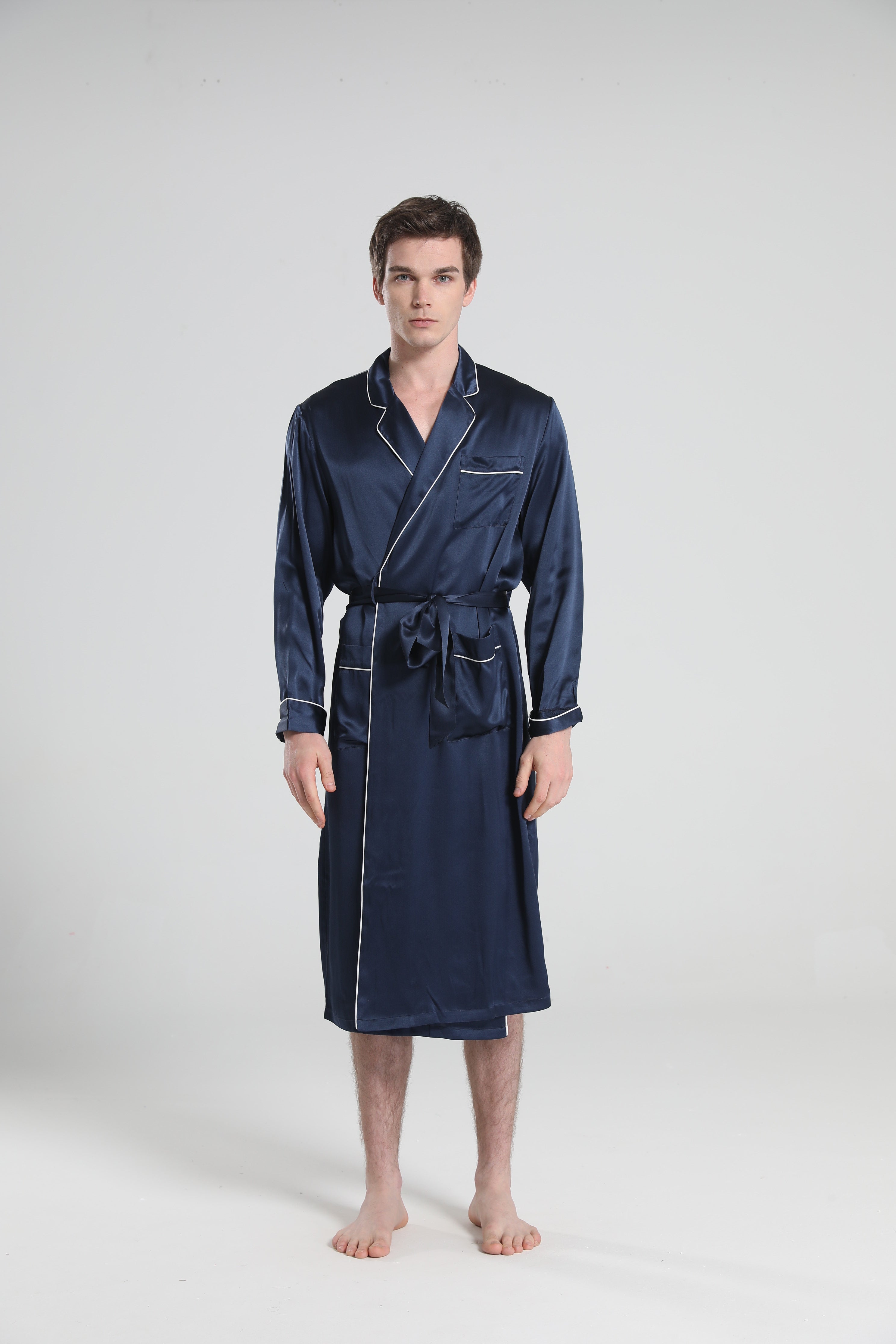 DaisySilk Mens Silk Robe Long Sleeve Lightweight Bathrobe Sleepwear ...